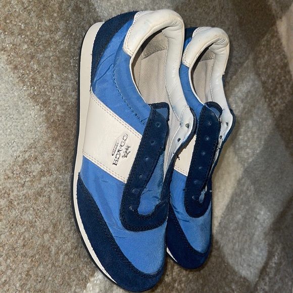 Coach | Shoes | Coach Blue White Color Block Tennis Shoes Flats | Poshmark